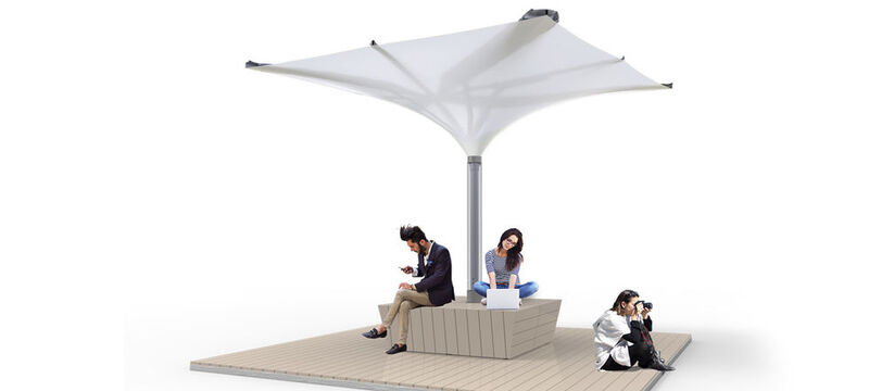 Shade structures against sunshine and rain: our solar umbrellas! | MDT-tex